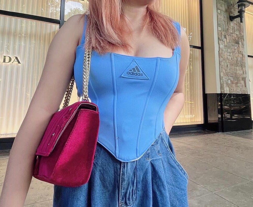 Light blue corset, Women's Fashion, Tops, Others Tops on Carousell