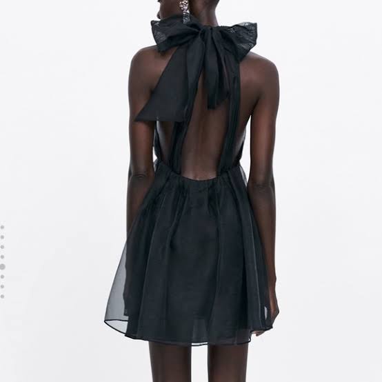 Limited Edition Zara Black Organza Mini Backless Dress S, Women's Fashion, Dresses & Sets ...
