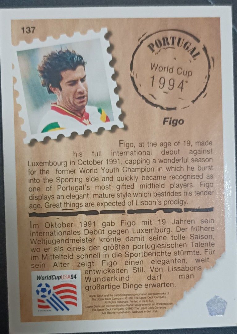 Luis Figo collectors vintage card, Hobbies & Toys, Memorabilia ...