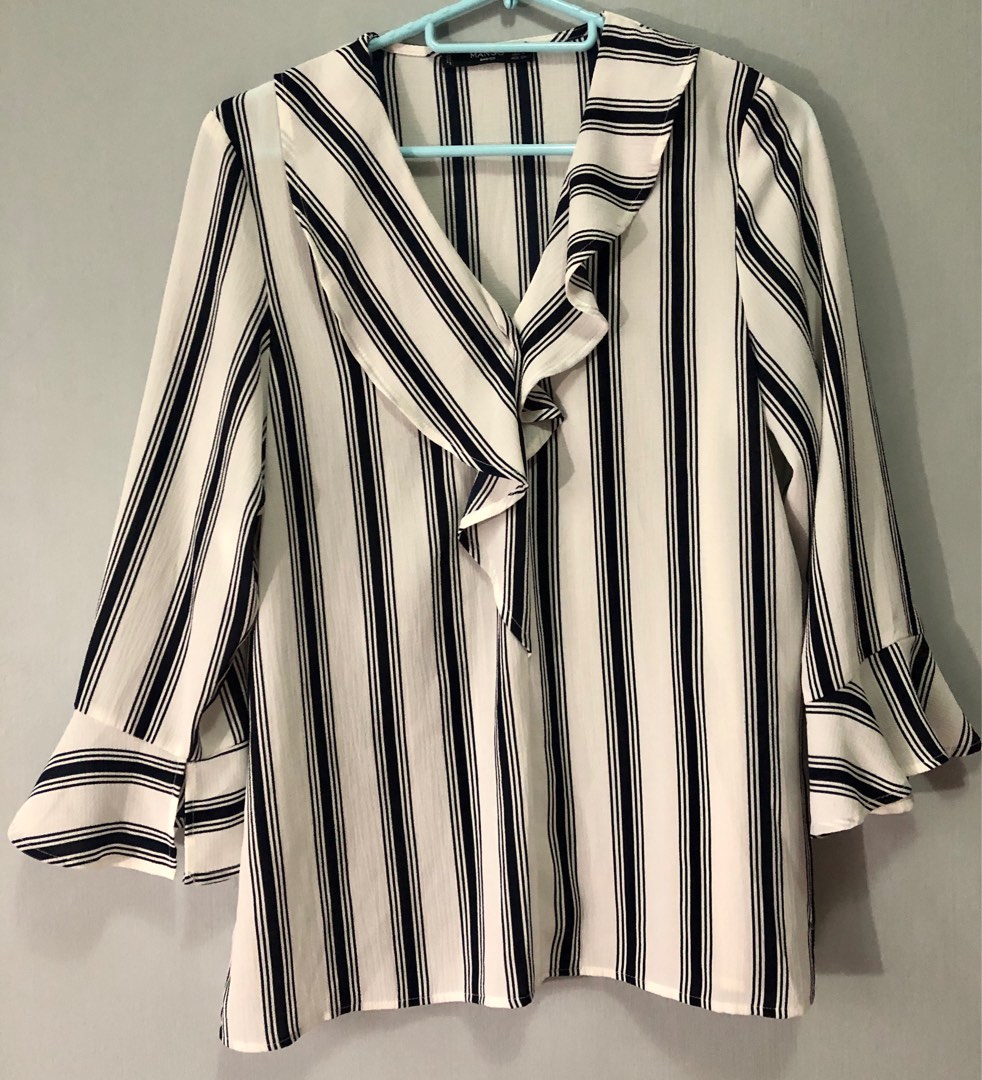 Mango basics, Ruffles Long, Women's Fashion, Tops, Blouses on Carousell
