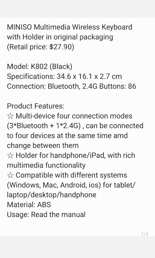 Miniso Multimedia Wireless Keyboard Computers And Tech Parts And Accessories Computer Keyboard On