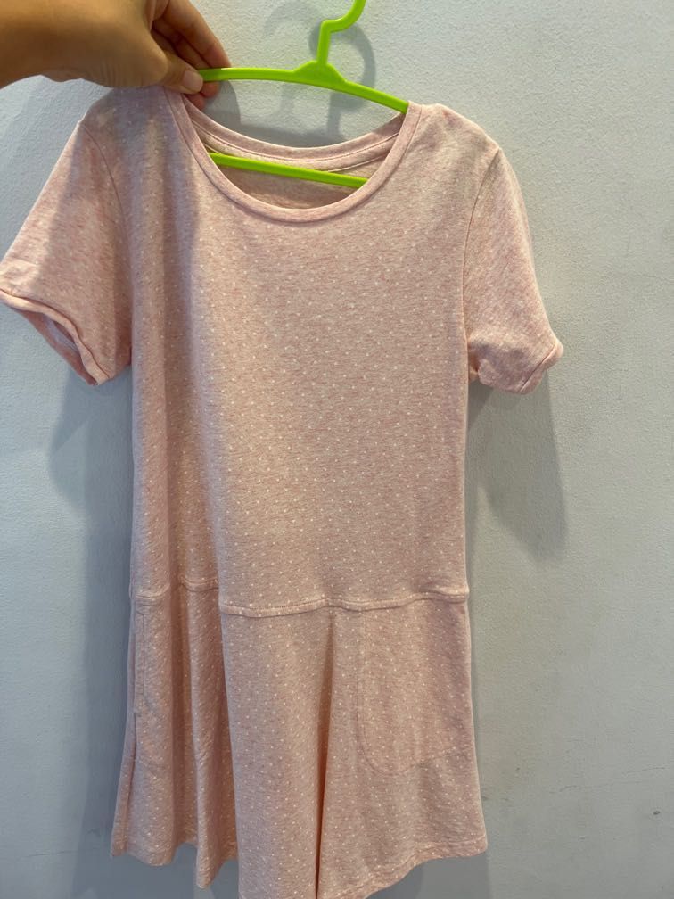 Muji girls pink dress with white polka dots 130, Babies & Kids, Babies ...