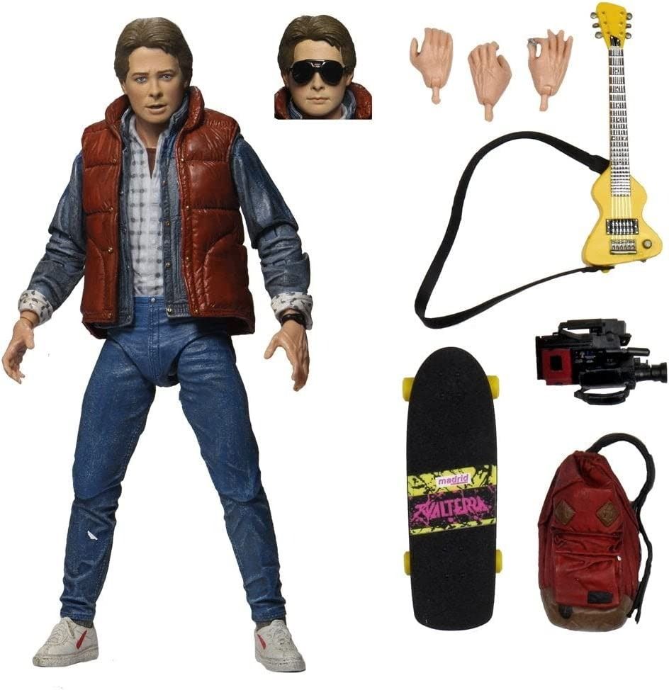 NECA Back to The Future Marty McFly Action Figure [Ultimate Version, Backpack, Skateboard ...