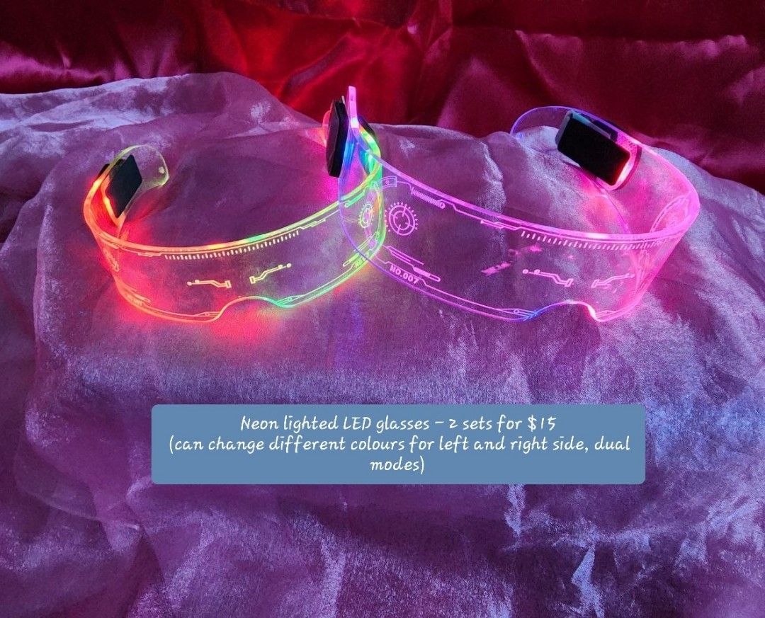 Neon lighted LED glasses, Women's Fashion, Watches & Accessories ...