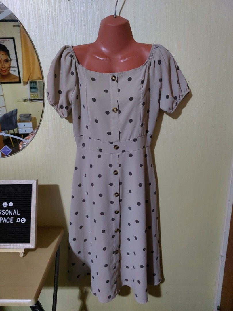 New Year Polkadots Nude Maxi Dress Womens Fashion Dresses And Sets Dresses On Carousell
