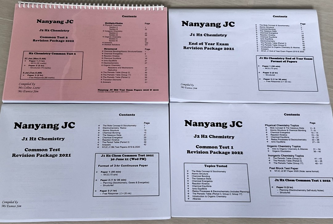 NYJC H2 Chemistry J2 and J1 Revision Packages, Hobbies & Toys, Books & Magazines, Assessment ...
