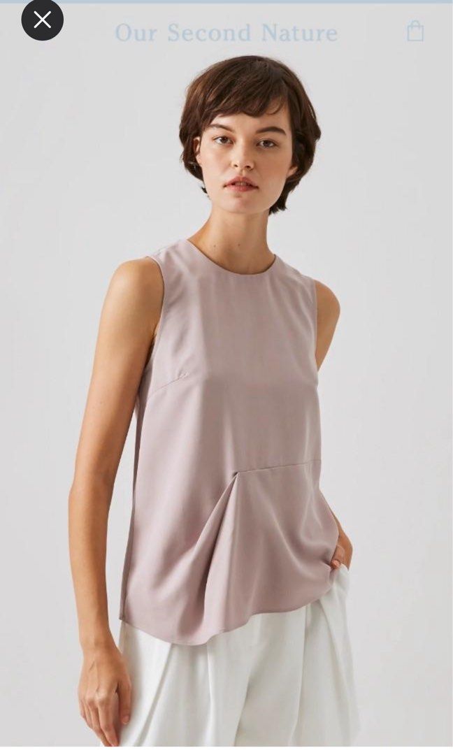 OSN side drape top, Women's Fashion, Tops, Sleeveless on Carousell