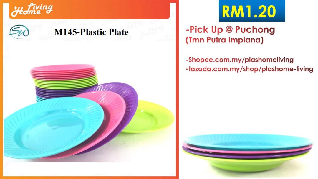 Plastic Plate 22cm Pinggan Plastik 22cm- M145 Made in Malaysia ...
