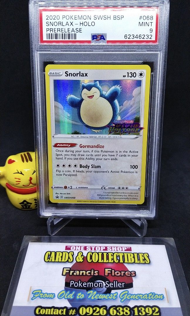 Pokemon GRADED Card - PSA 9: SNORLAX #068 (BLACK STAR PROMOS) SWSH: VIVID VOLTAGE - PRERELEASE ...