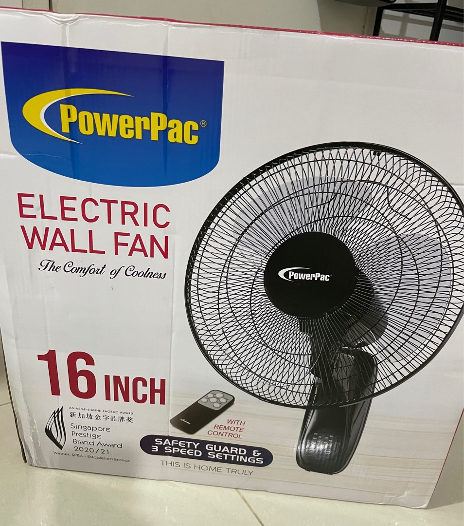 PowerPac Electric Wall Fan, Furniture & Home Living, Lighting & Fans ...