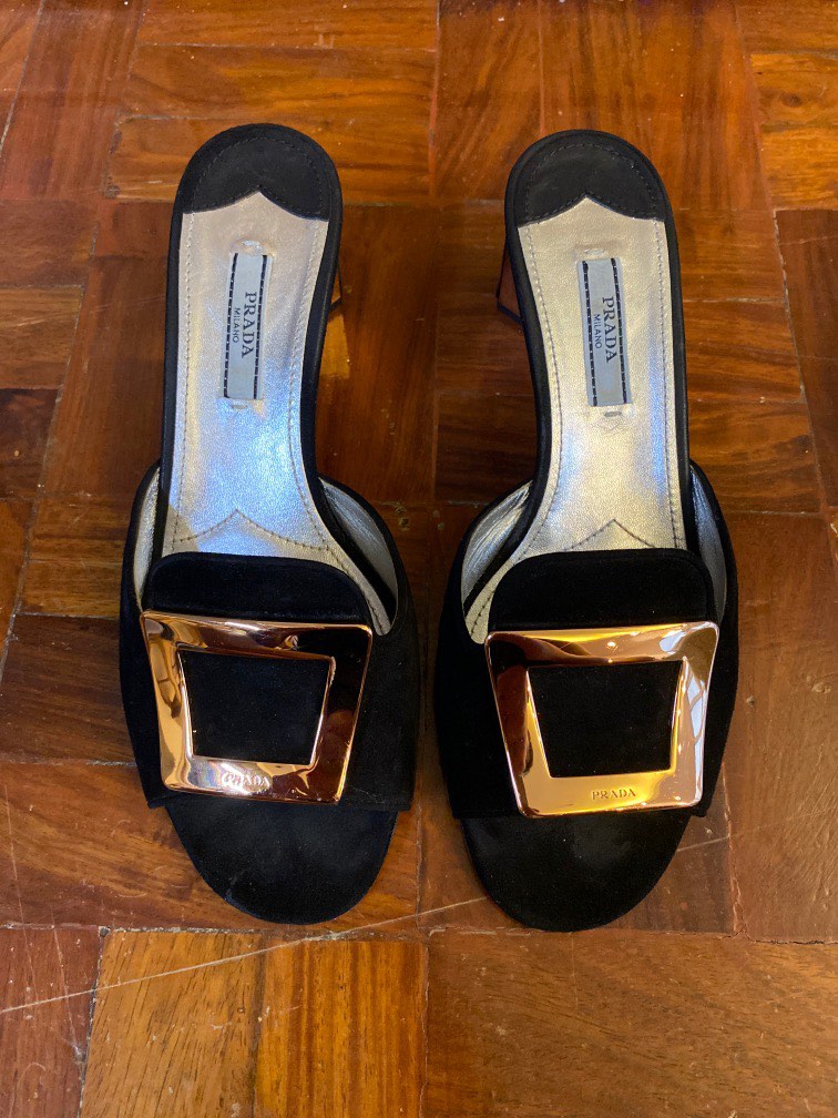 Prada Block Heels, Luxury, Sneakers & Footwear on Carousell