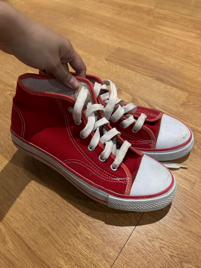 Red High Cut Shoes, Women's Fashion, Footwear, Sneakers on Carousell