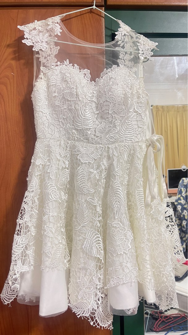 ROM Solemnisation Simple short Wedding dress, Women's Fashion, Dresses ...