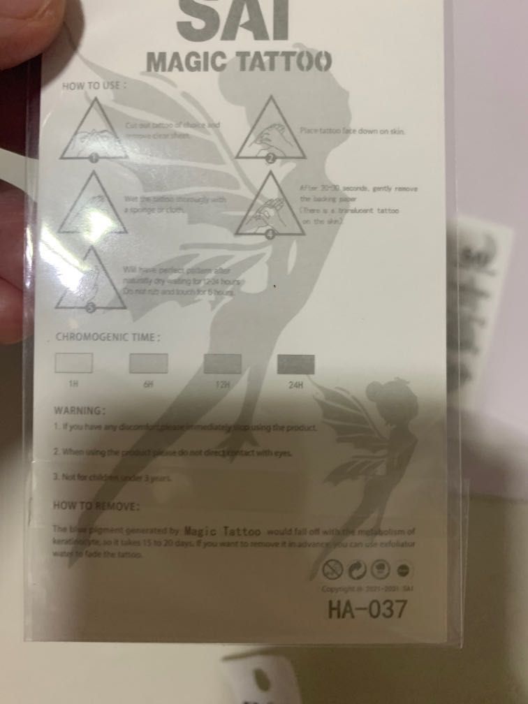 SAI Magic Tattoo (Estimate: 10cm by 6cm), Beauty & Personal Care, Bath ...