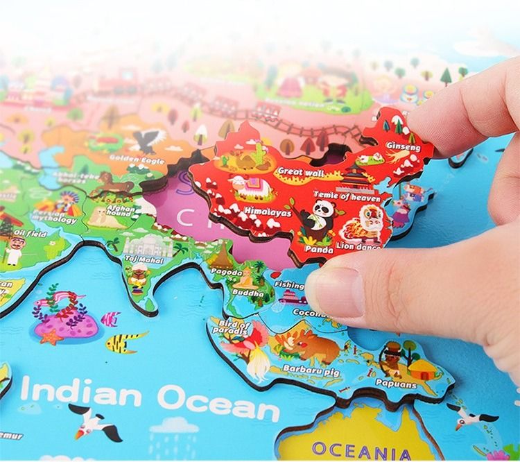 [SG Seller] Magnetic World Map Geographic and Fun Facts for Children ...