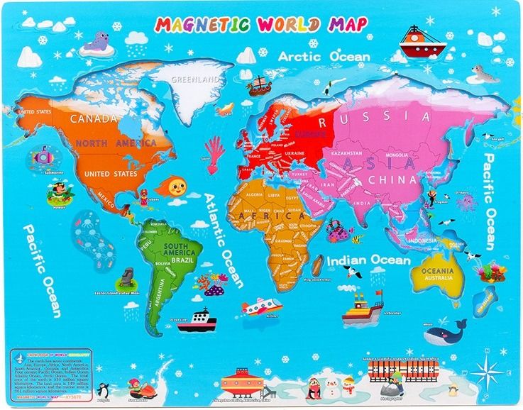 [SG Seller] Magnetic World Map Geographic and Fun Facts for Children ...