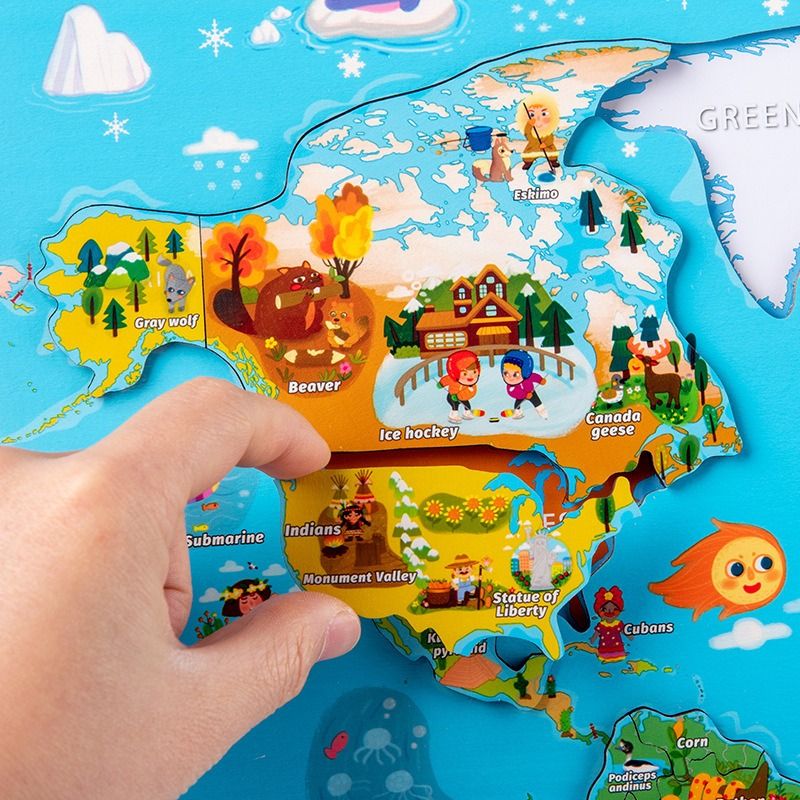 [SG Seller] Magnetic World Map Geographic and Fun Facts for Children ...