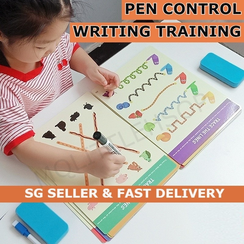[SG Seller] Pen Control Training Cards Set Writable Erasable Early ...