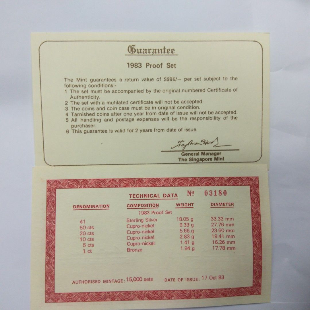 Singapore 1983 coin proof set w/ box and COA, Hobbies & Toys, Memorabilia & Collectibles ...