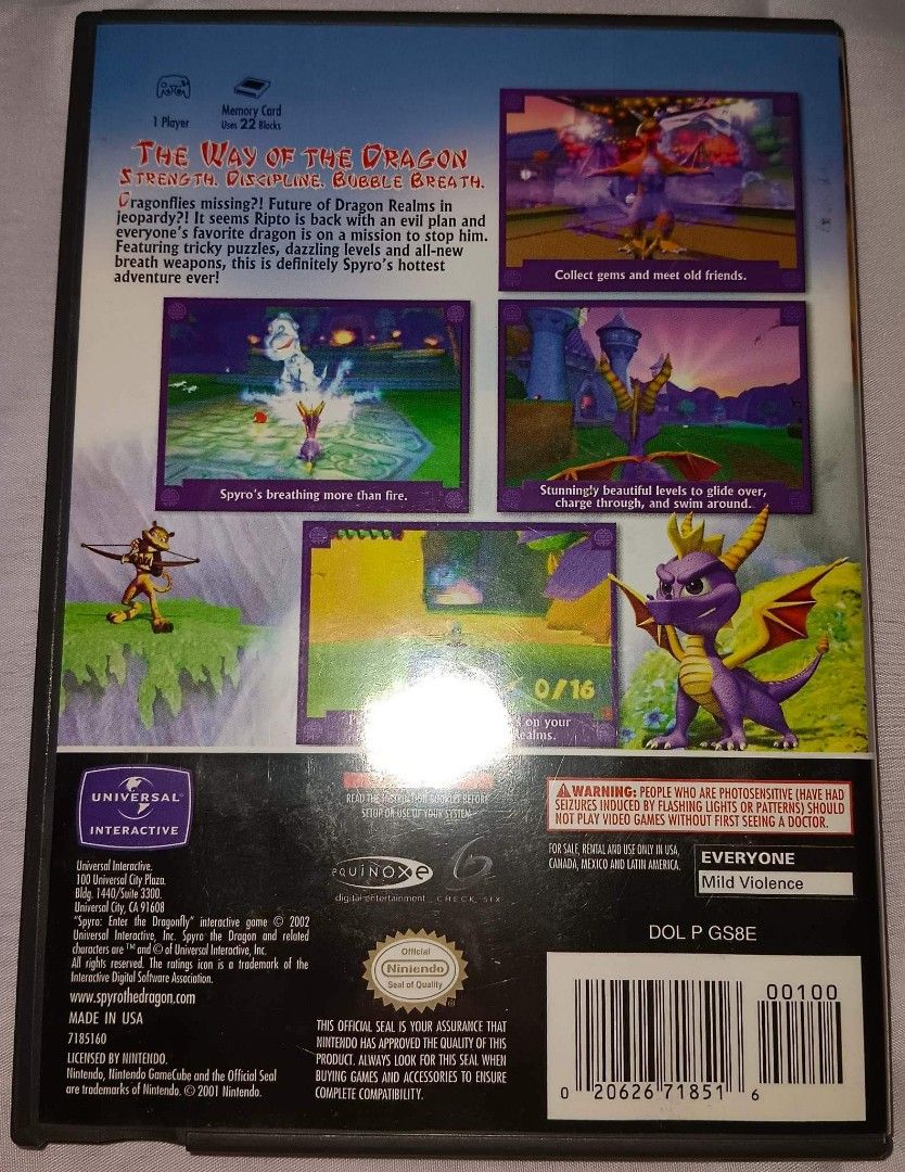 Spyro Enter The Dragonfly for Nintendo Gamecube, Video Gaming, Video ...