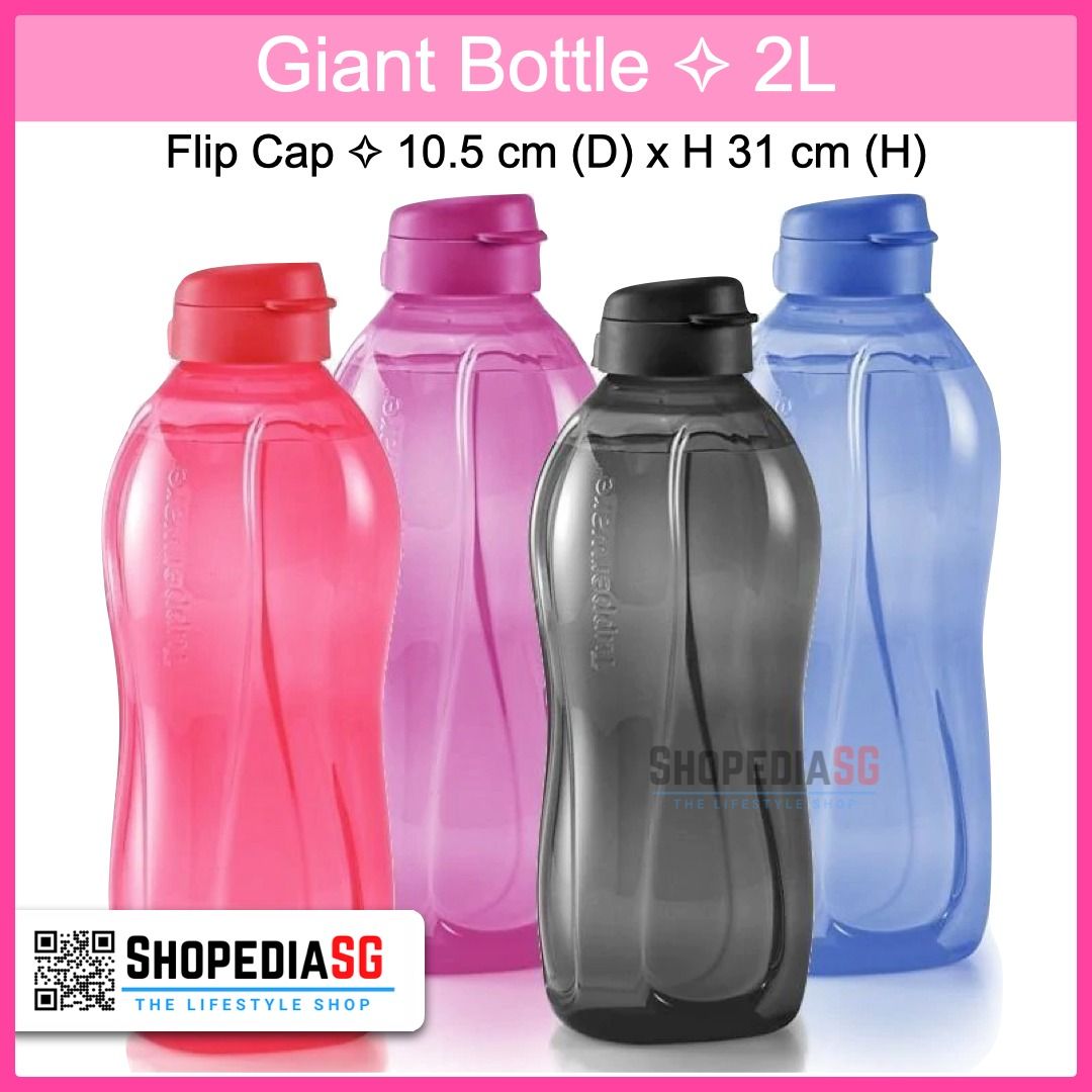 [SSG] Giant Water Bottle 2L Flip Cap BPA Free Liquid Tight 100% Authentic Tupperware Eco Bottle ...
