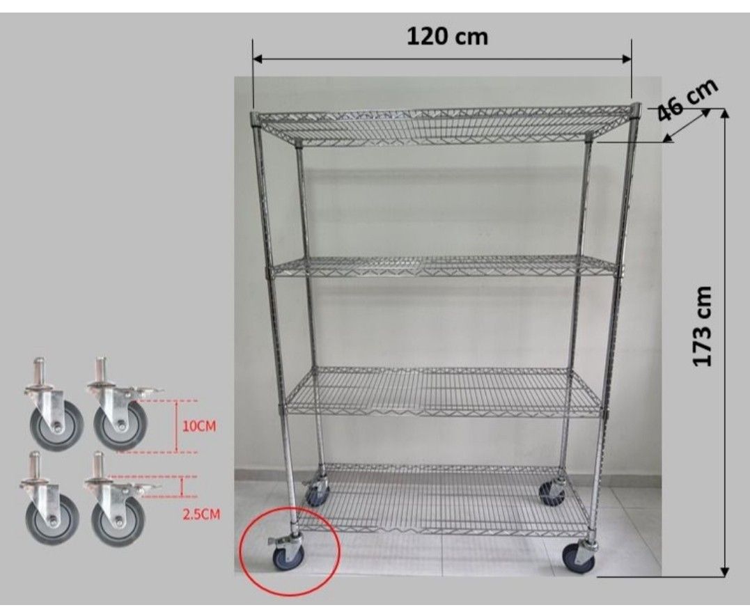 Stainless Steel Rack with wheel, Furniture & Home Living, Home ...