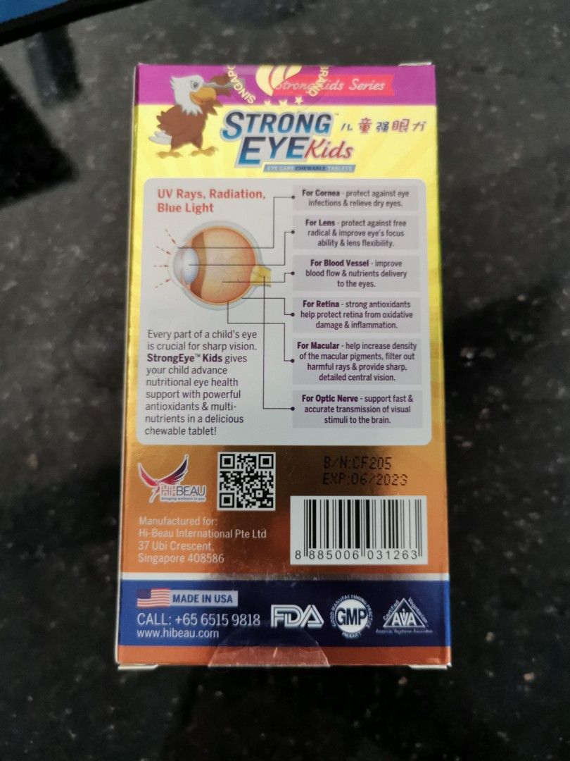 Strong Eye Kids Chewable Tablets, Health & Nutrition, Health ...