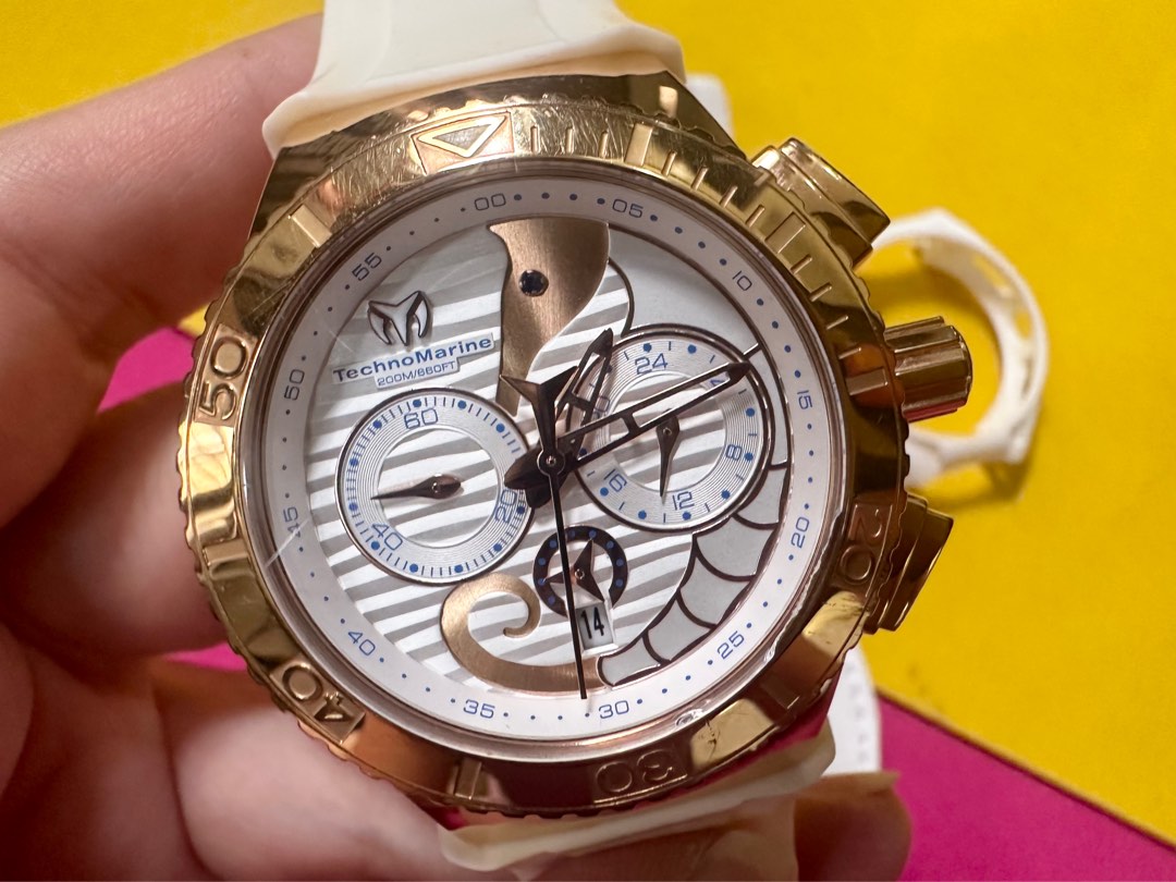 Technomarine Rose Gold with Sapphire Gem, Luxury, Watches on Carousell