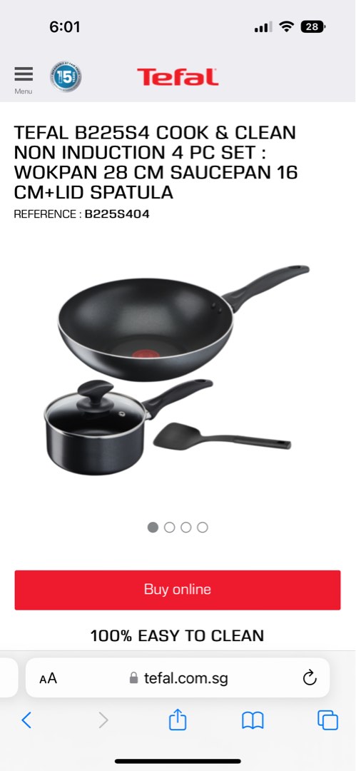 Tefal Cook & Clean 4 pc Set, Furniture & Home Living, Kitchenware & Tableware, Cookware ...