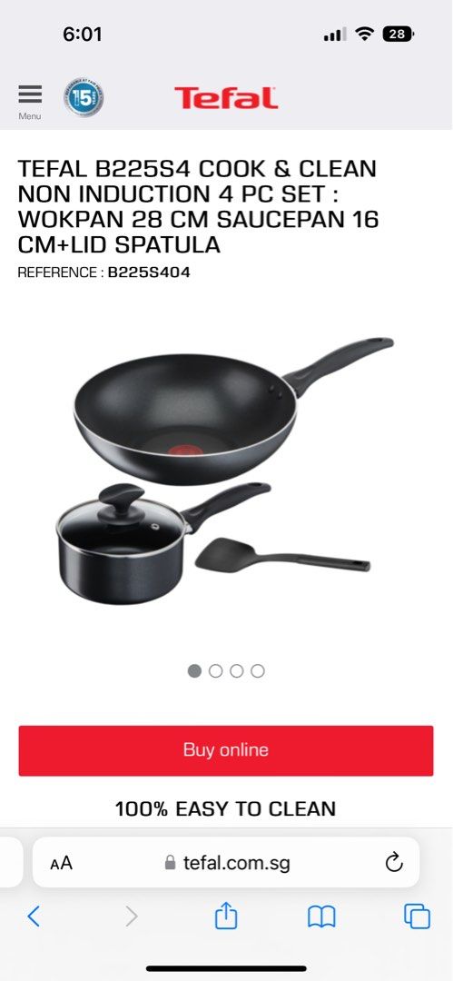 Tefal Cook & Clean 4 pc Set, Furniture & Home Living, Kitchenware & Tableware, Cookware ...