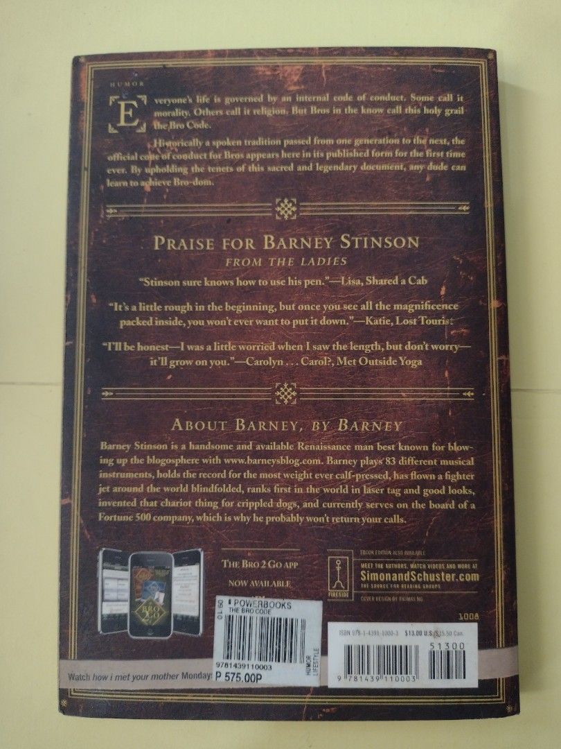 The Bro Code by Barney Stinson and Matt Kuhn, Hobbies & Toys, Books ...