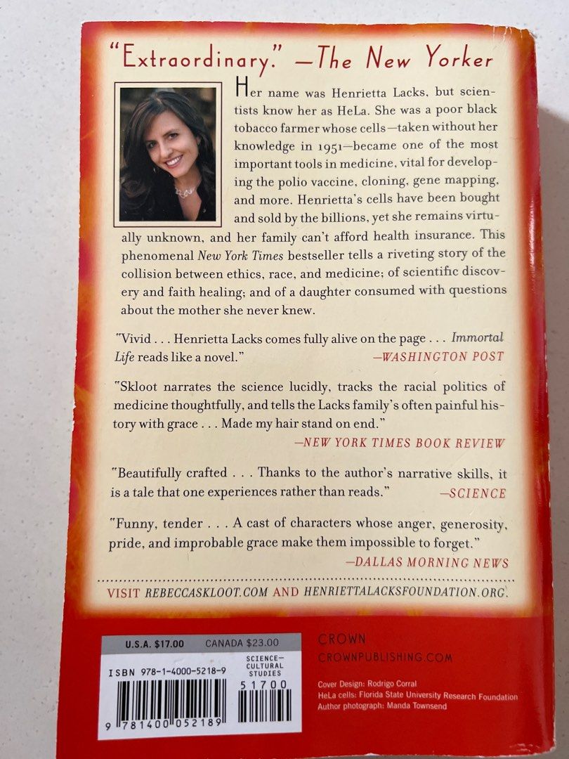 The Immortal Life of Henrietta Lacks- Hela cells- ethics, Hobbies ...