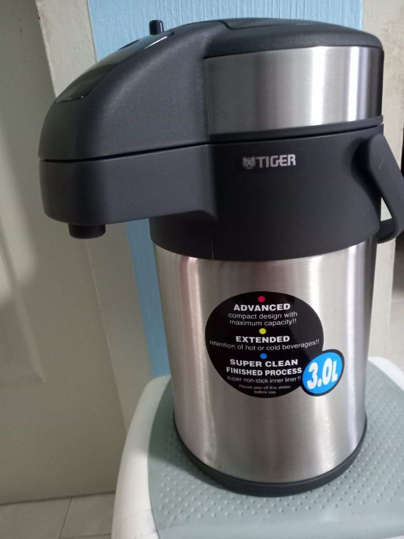 Tiger 3L thermal flask/ stainless steel air pump jug, TV & Home ...