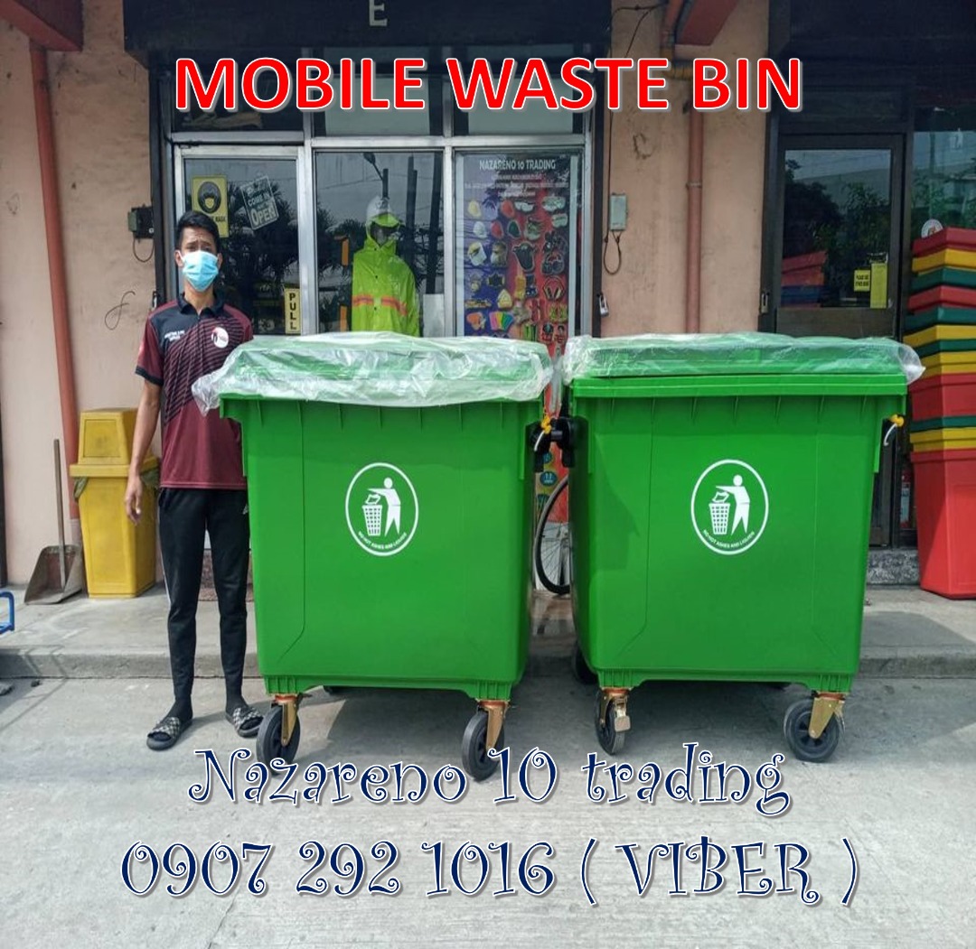 trash bin mobile waste bin w/wheels 289, Furniture & Home Living ...