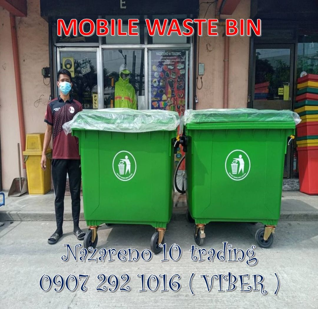 trash bin mobile waste bin w/wheels 289, Furniture & Home Living ...