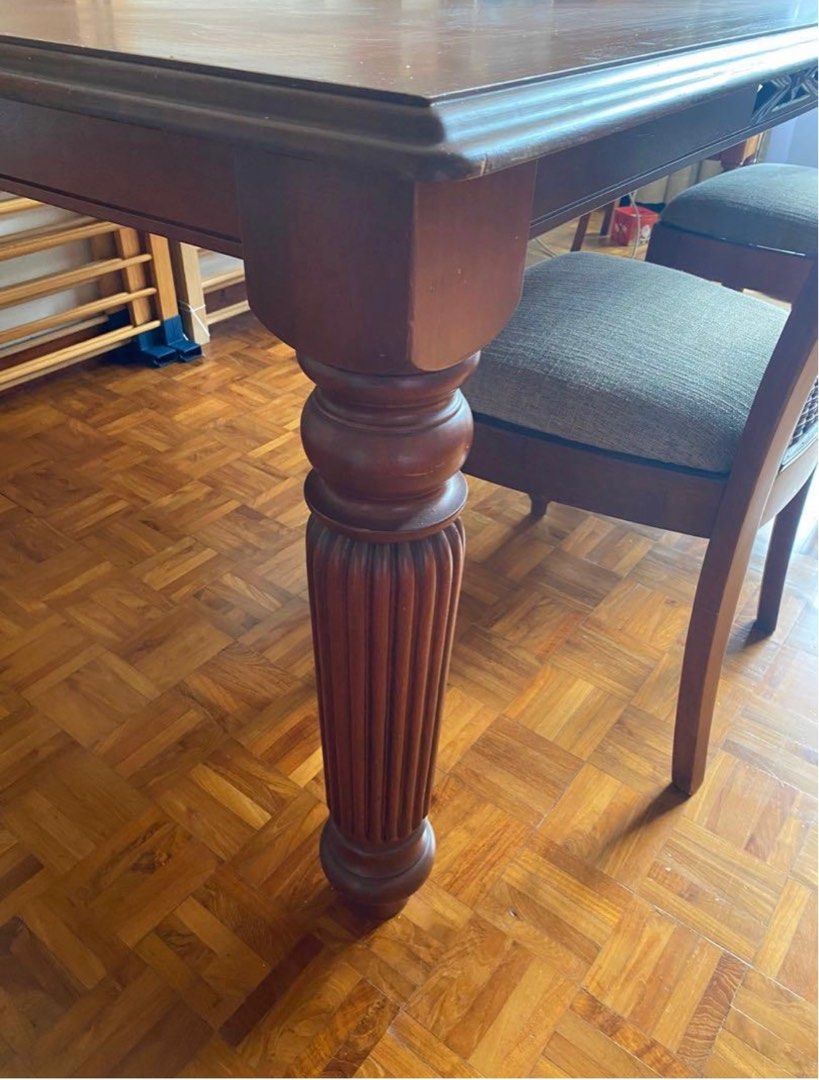 True wood tables with 6 chairs, Furniture & Home Living, Furniture ...