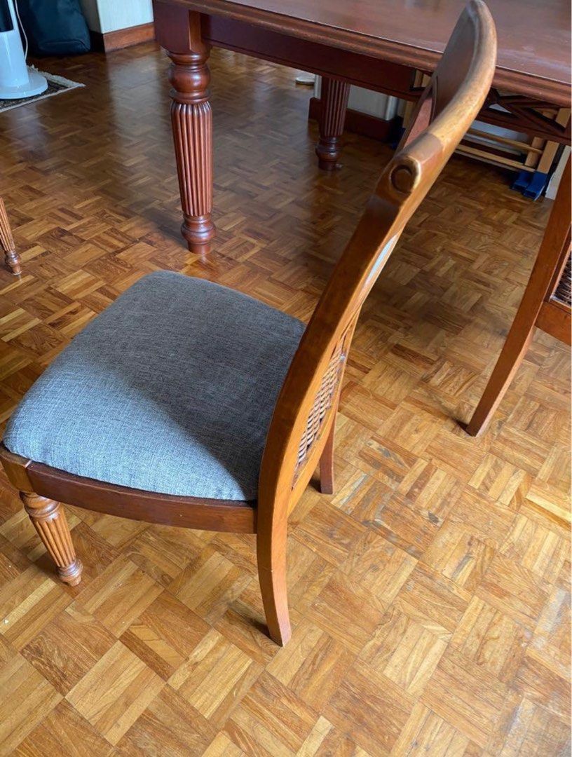 True wood tables with 6 chairs, Furniture & Home Living, Furniture ...