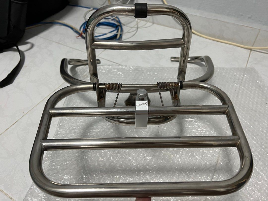 Vespa Chrome Folding Rack, Motorcycles, Motorcycle Accessories on Carousell