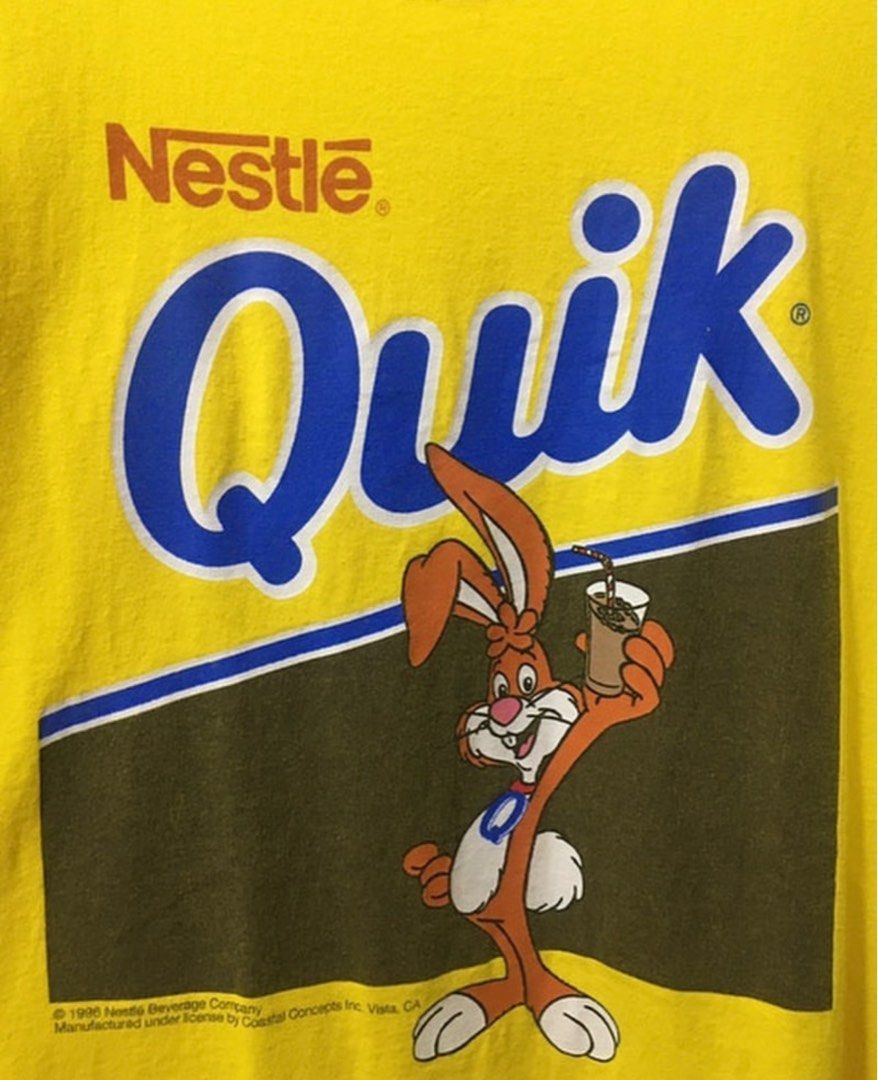 VINTAGE NESTLE QUICK TEE WITH CHOCOLATE MILK BUNNY DATED 1996, Men's ...