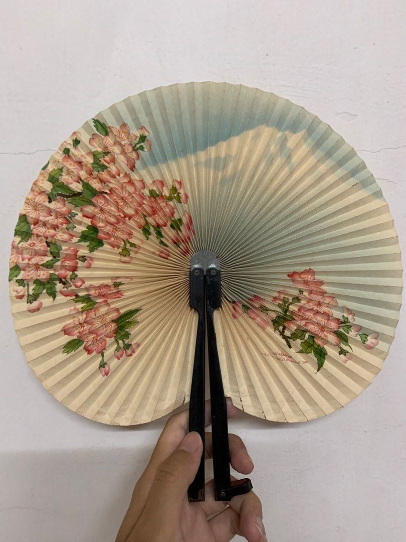 Vintage Oriental Chinese Fan, Paper foldable fan, sandalwood fan ...