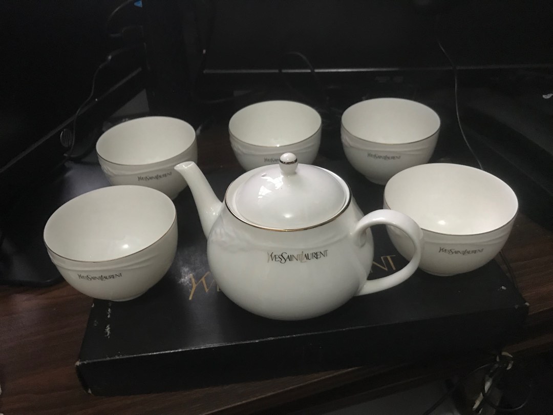 Vintage YSL Tea set. 5 Glass Cups, 1 Tea pot / Never used, Furniture ...