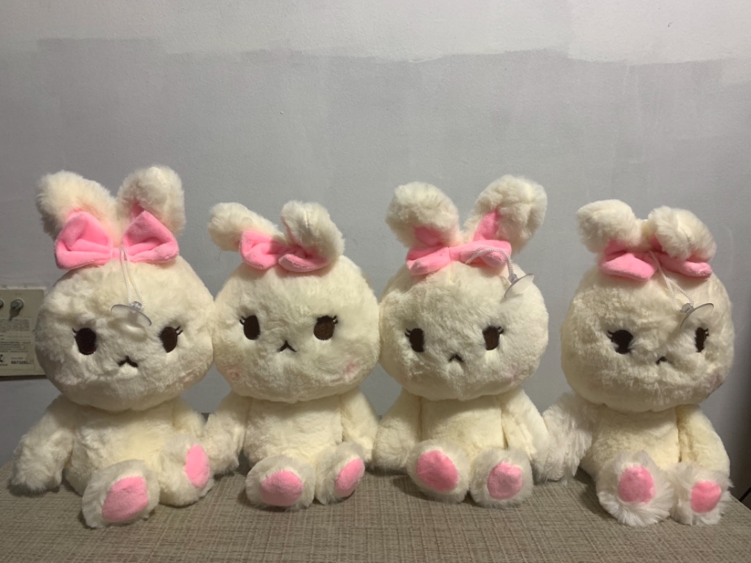 White Fluffy bunny plush toy plushie, Hobbies & Toys, Toys & Games on ...