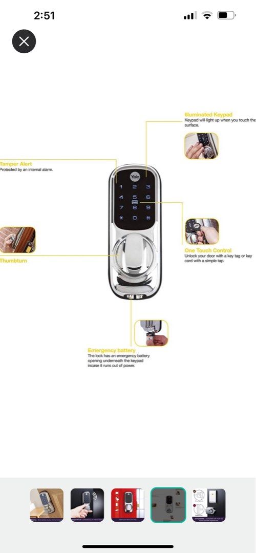 Yale Smart Living YD-01-CON-NOMOD-CH Keyless Connected Ready Smart Door Lock, Touch Keypad ...