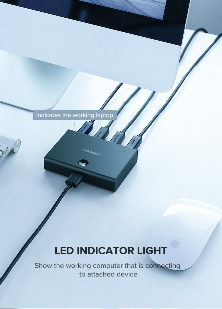 2342) Ugreen USB 2.0 Sharing Switch 4 Port USB Peripheral Switcher ...