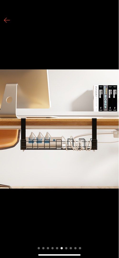 40/58CM Under Desk Cable Management Under table tray No-Drill Carbon ...