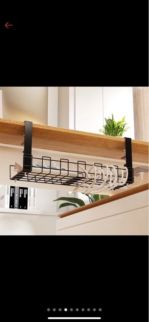 40/58CM Under Desk Cable Management Under table tray No-Drill Carbon ...