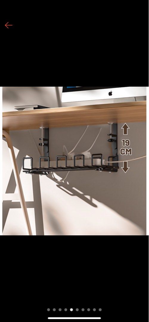 40/58CM Under Desk Cable Management Under table tray No-Drill Carbon ...