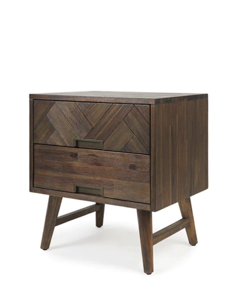Austin Herringbone Bedside Table, Furniture & Home Living, Furniture, Tables & Sets on Carousell