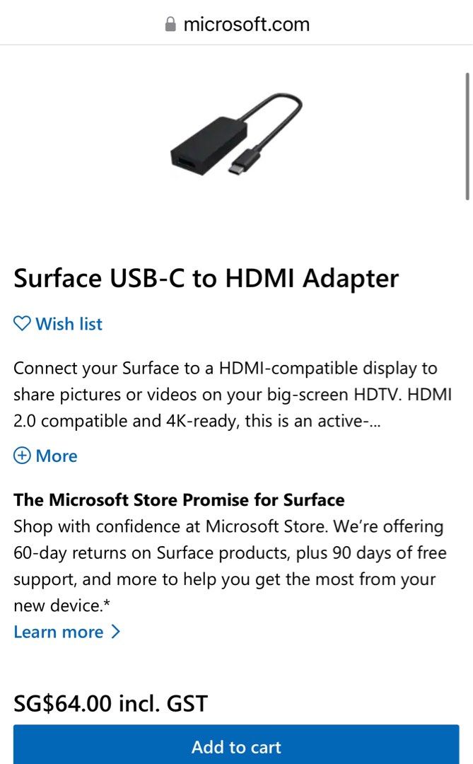Authentic Microsoft USB C to HDMi Adapter, Computers & Tech, Parts ...
