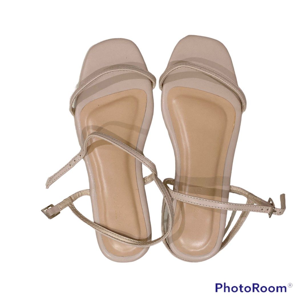 Aztrid Mazey Half Inch Women Heeled Sandals Bone Nude, Women's Fashion ...